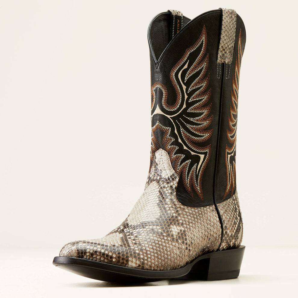 ARIAT MEN'S 10047082 Slick Cowboy Boots NATURAL PYTHON|LUXE BLACK