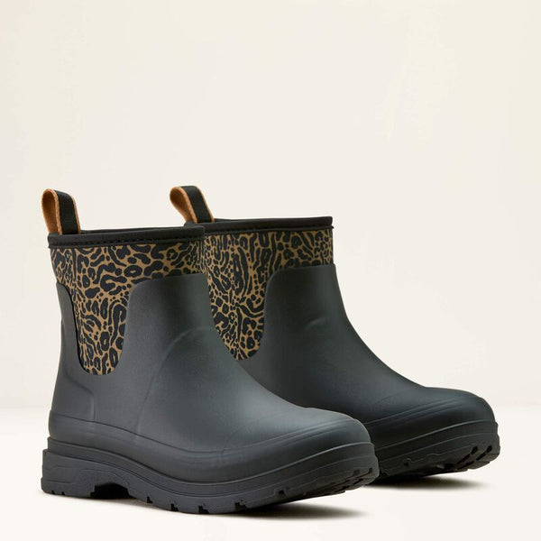 Ariat Ladies Kelmarsh Shortie Black Ocelot Printed Rubber Boot 1006392