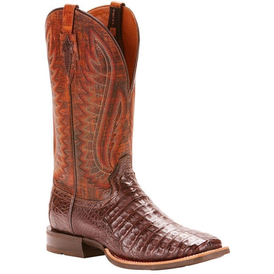 Ariat Men's Double Down Pecan Caiman Belly Cowboy Boot - Square Toe